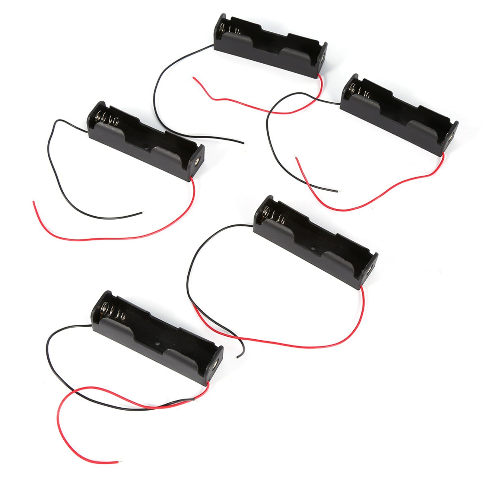5pcs Plastic Battery Holder Storage Box Case for 1x 18650 Battery With Wire Leads