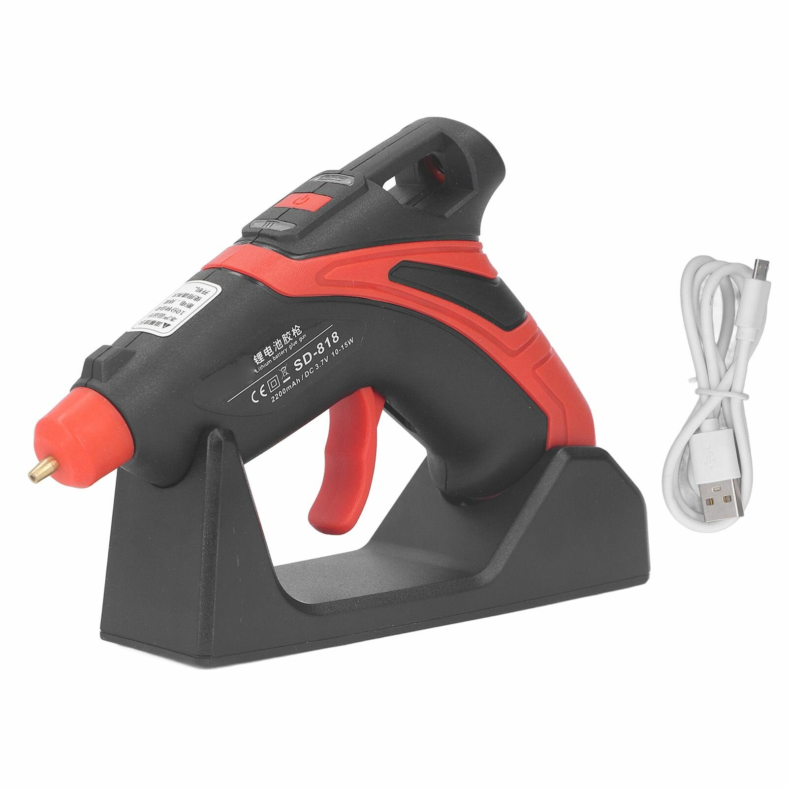 Горячий клеевой пистолет, аккумуляторный, литиевый, диаметр стержня 6,7-7,3 мм.