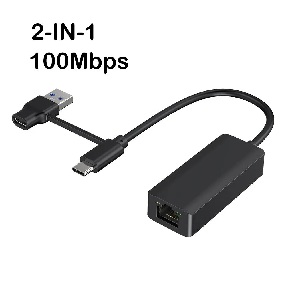 Ethernet-адаптер USB Type-C 1000 Мбит/с 100Mbps 2-in-1