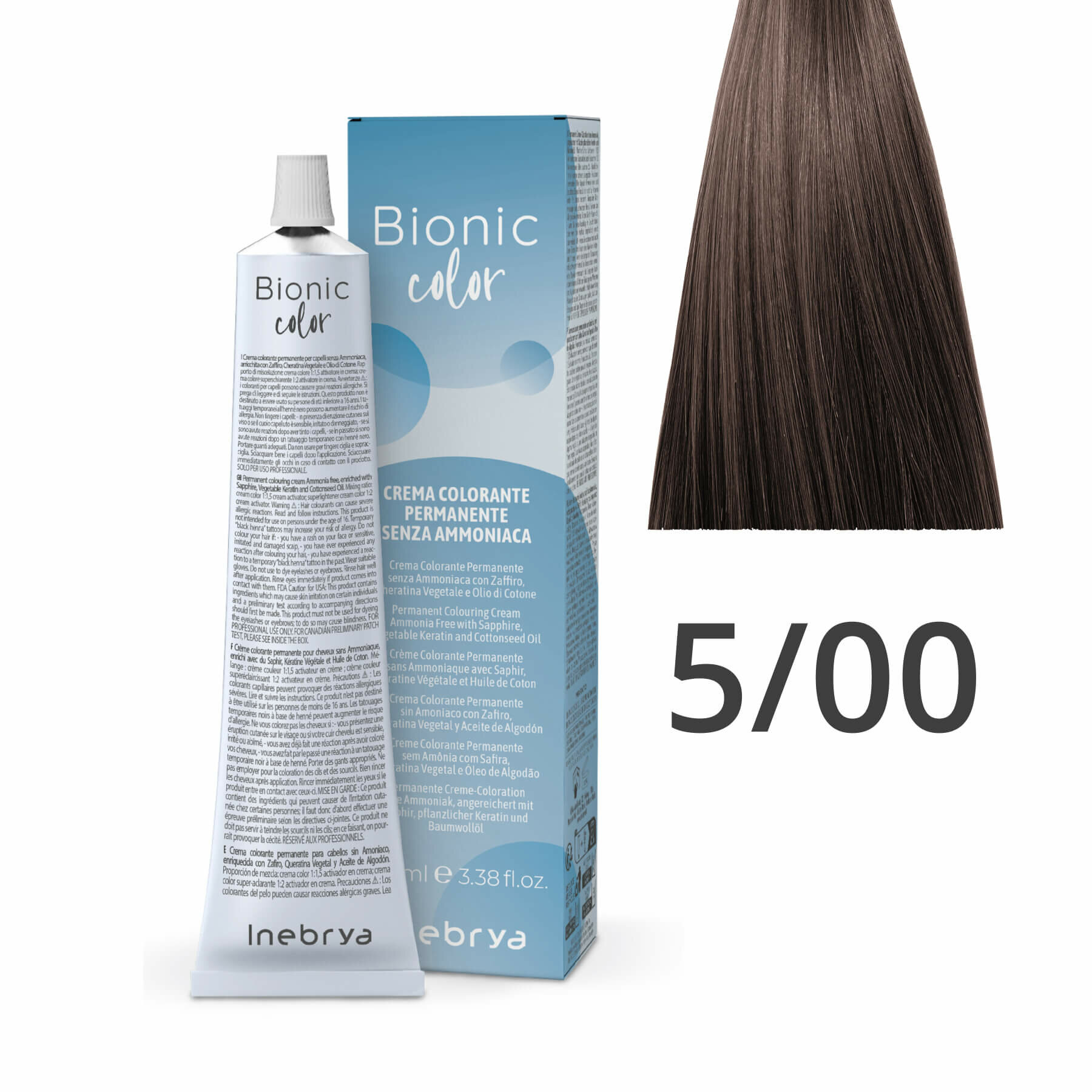 Краска для волос профессиональная без аммиака Inebrya Bionic Color 5/00 Светлый каштановый Интенсивный, 100 мл