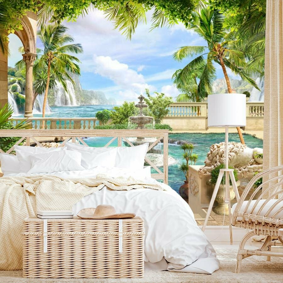 Фотообои Фонтан за колоннами 19-0018-XL-Флекс 270 x 500 см (ВхШ) Бесшовные, флизелиновые, влагостойкие обои MasterFresok