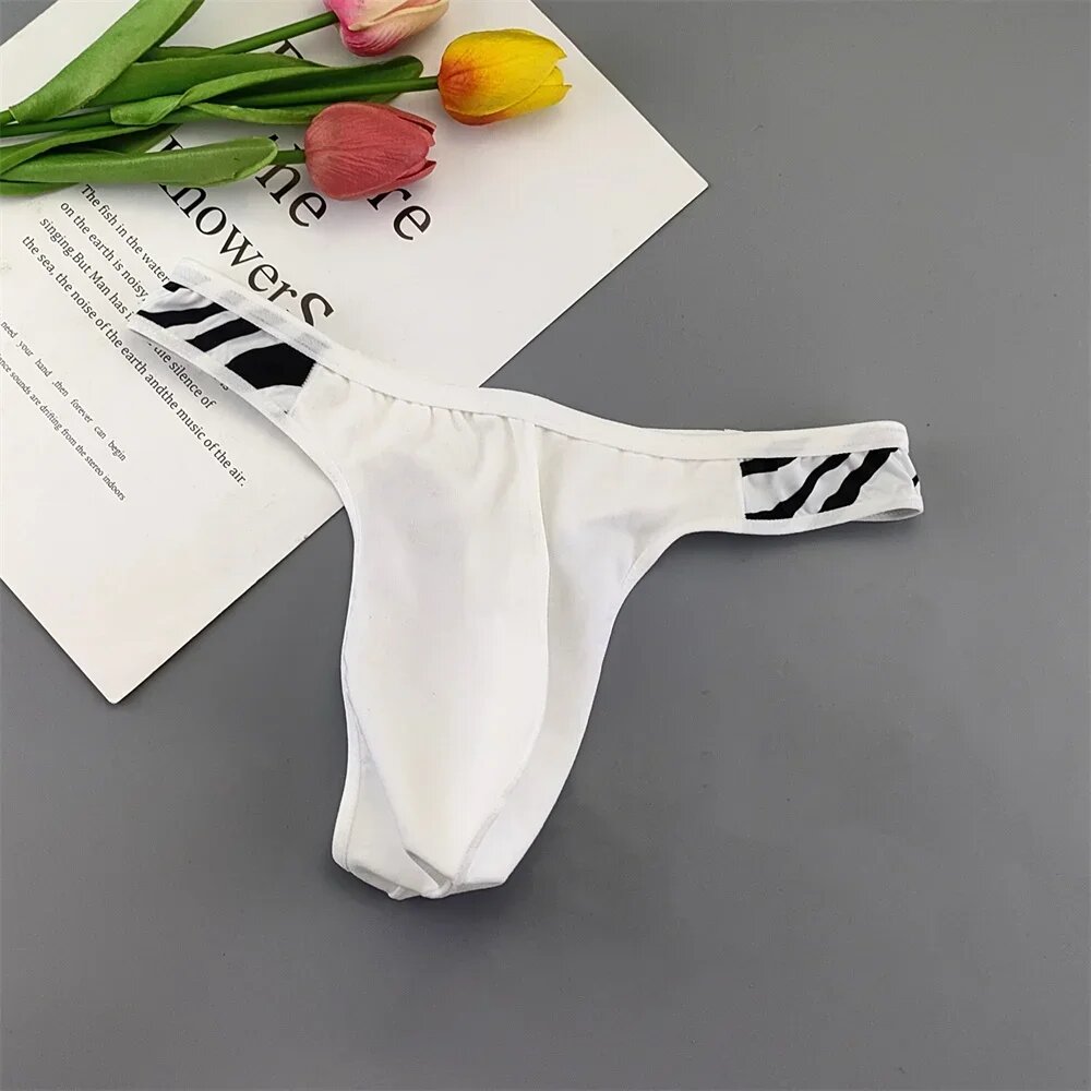 Мужские хлопковые стринги M-XXXL Белый, XXXL, White