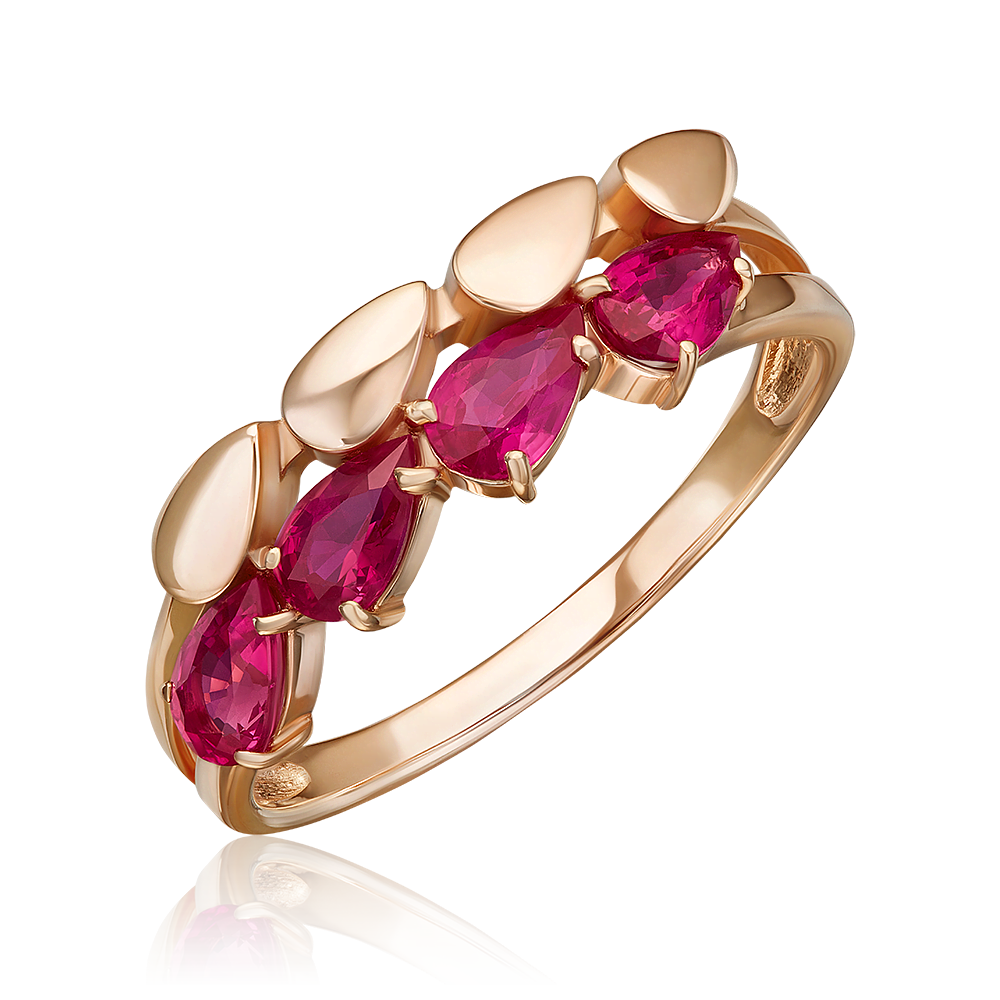 Кольцо, красное золото, 585 проба, рубин