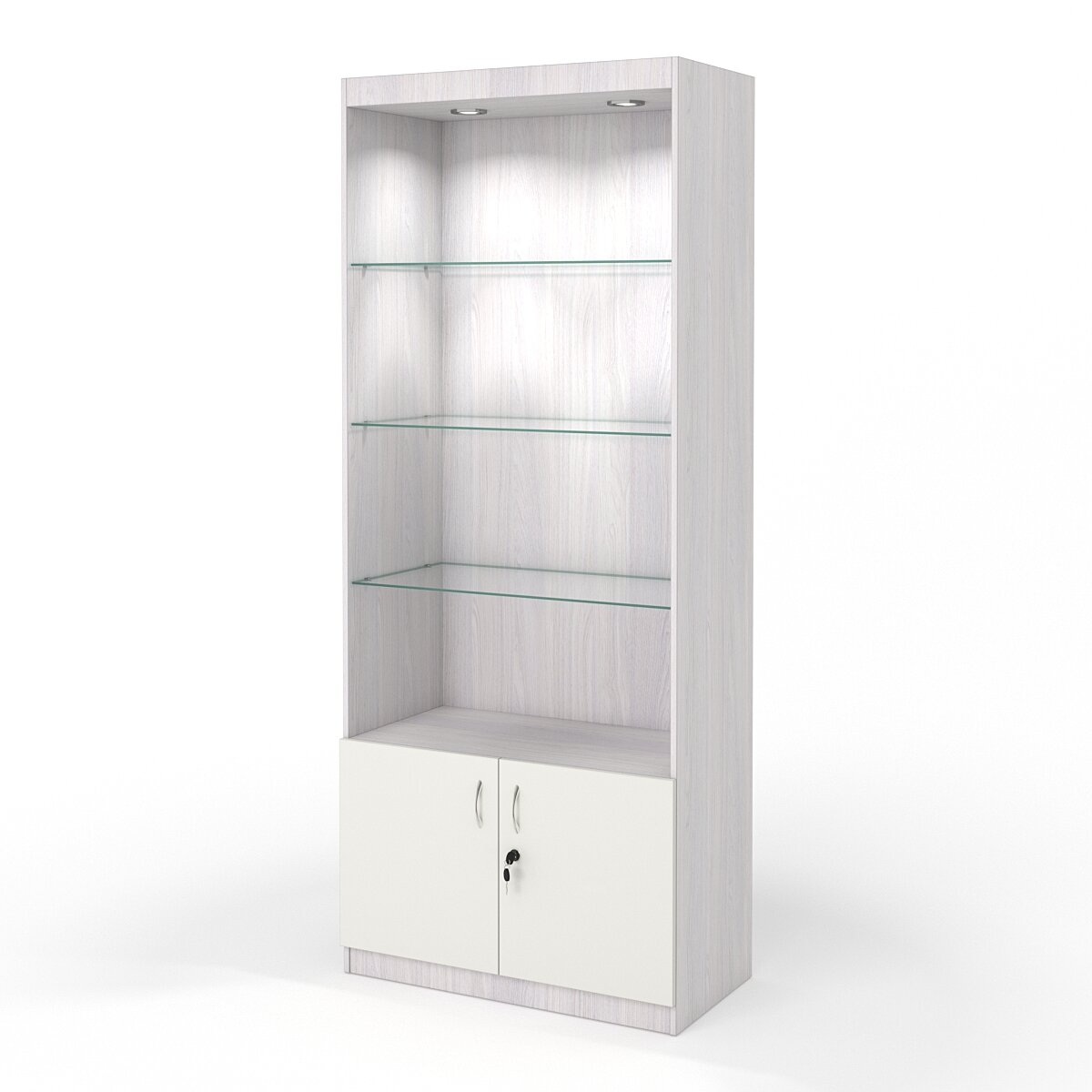 Стеллаж "афродита" №1-4 (задняя стенка - ДВП), Ясень Анкор и Белый