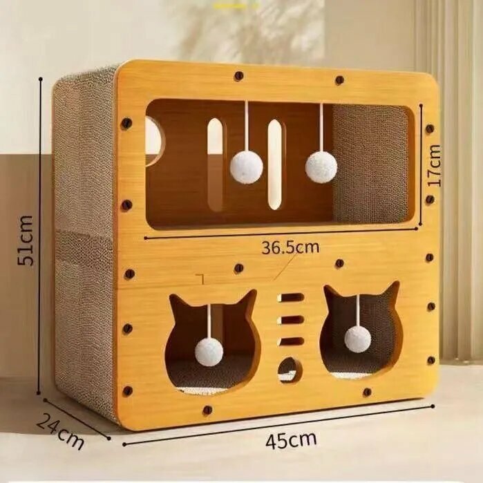 Когтеточка "Цельное кошачье гнездо", для нескольких кошек, дерево