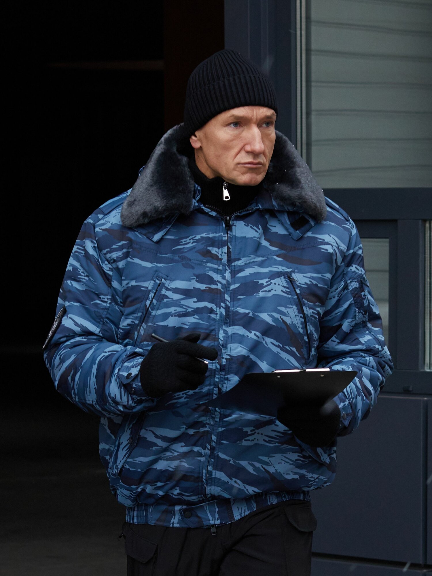 Куртка Охрана Бушлат, зимняя, мужская, камуфляж, серый камыш, размер 52