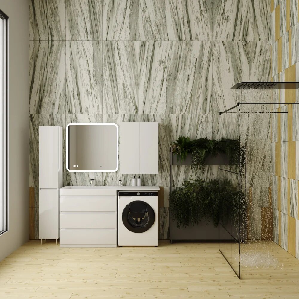 Мебель для ванной комнаты Style Line Даллас 150 Люкс Plus напольная, белая, 3 ящика L