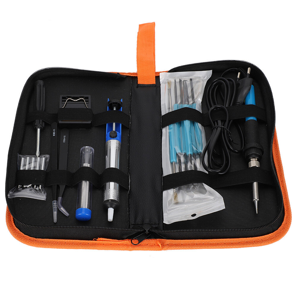 19 предметов Комплект паяльника 60 Вт с регулировкой температуры, подставкой для жала и отсосом припоя