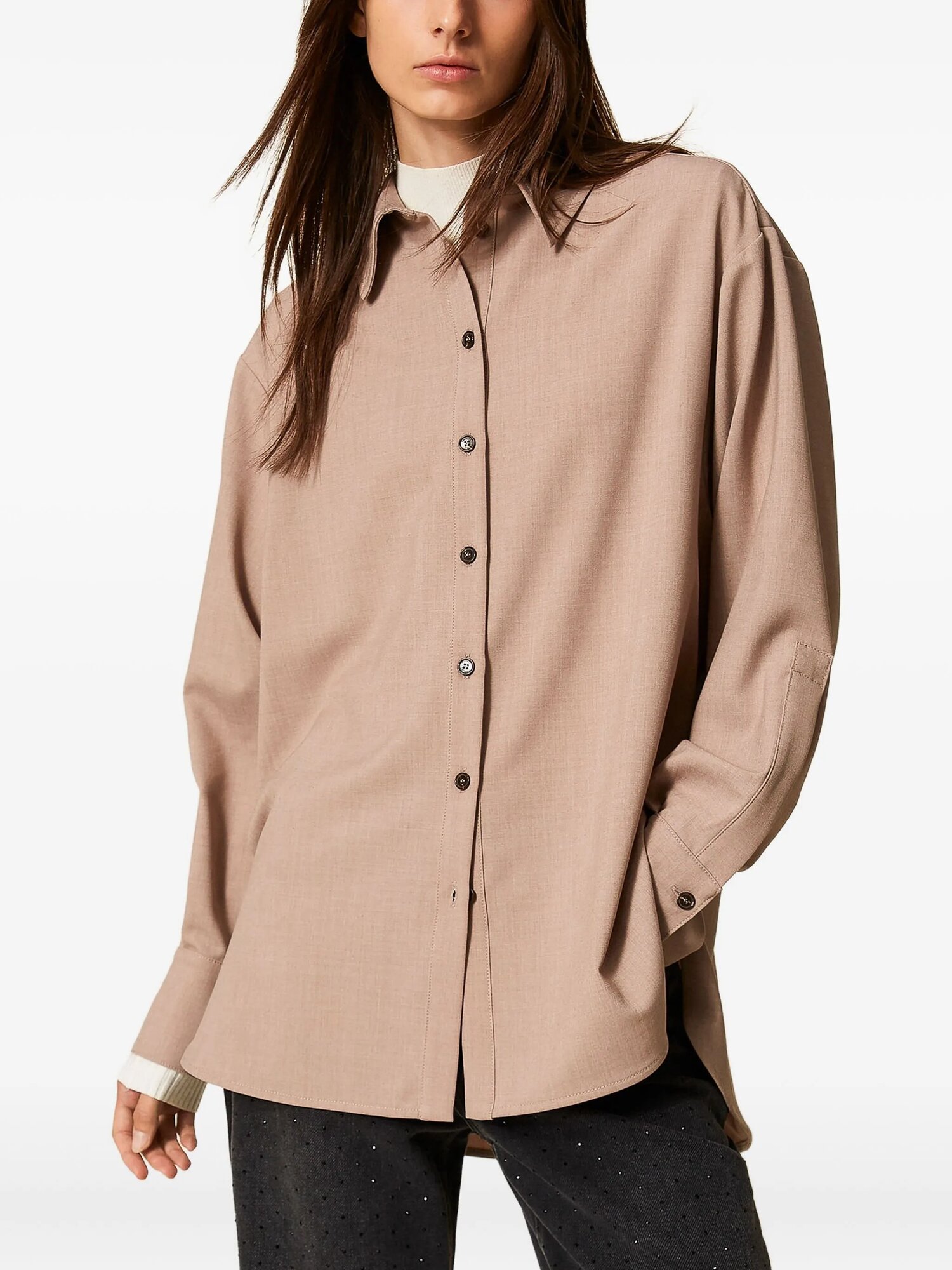Рубашка Twinset Milano Side-slits shirt, размер 48, brown — фото 1