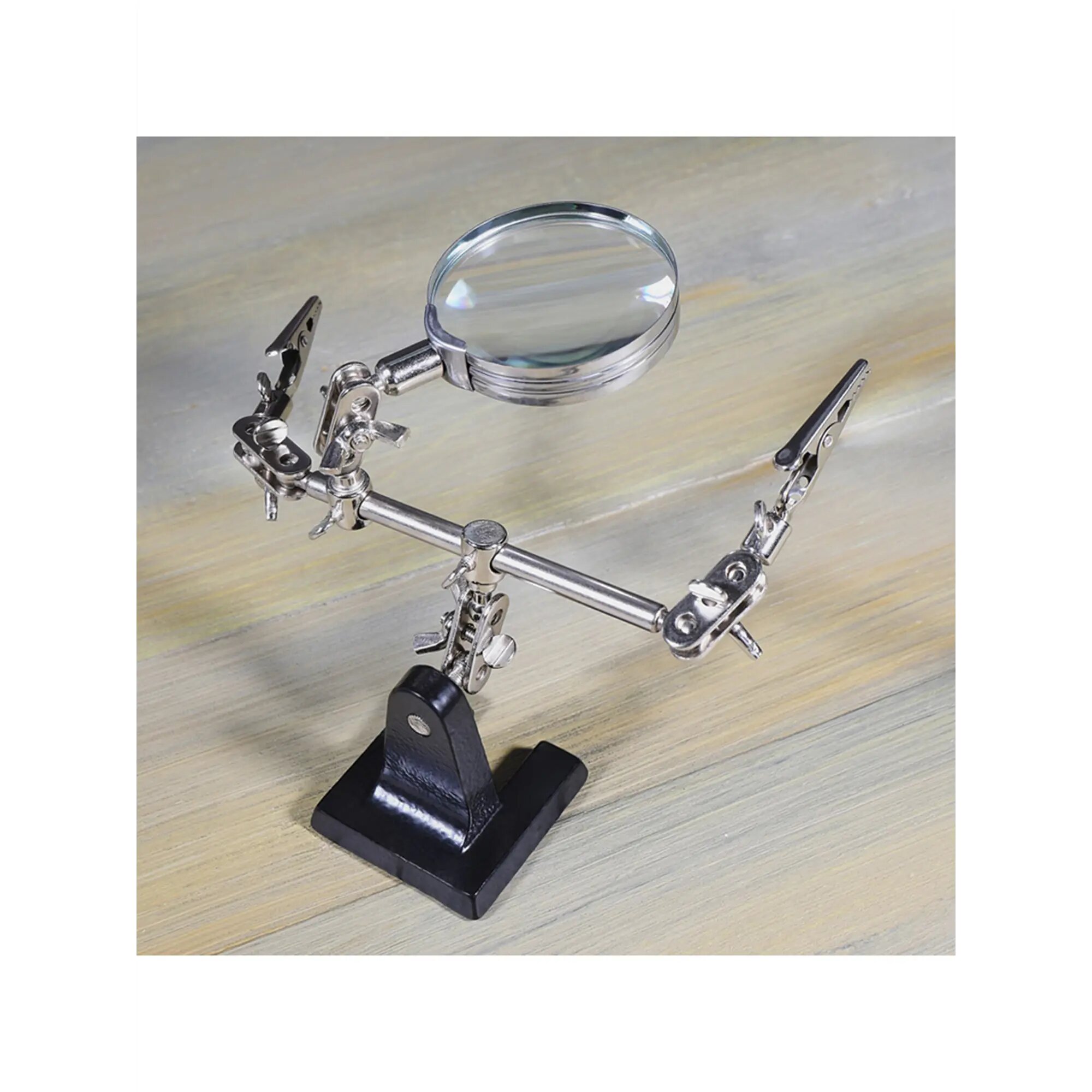 Держатель «Третья рука» REXANT, 2 зажима, чугун, лупа (3x) 60 мм