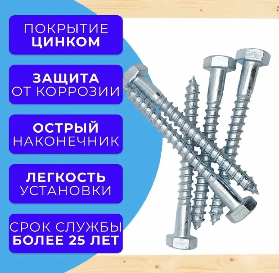 Шурупы DIN571 по дереву для лаг и реек Глухарь 10х120 (10 шт)