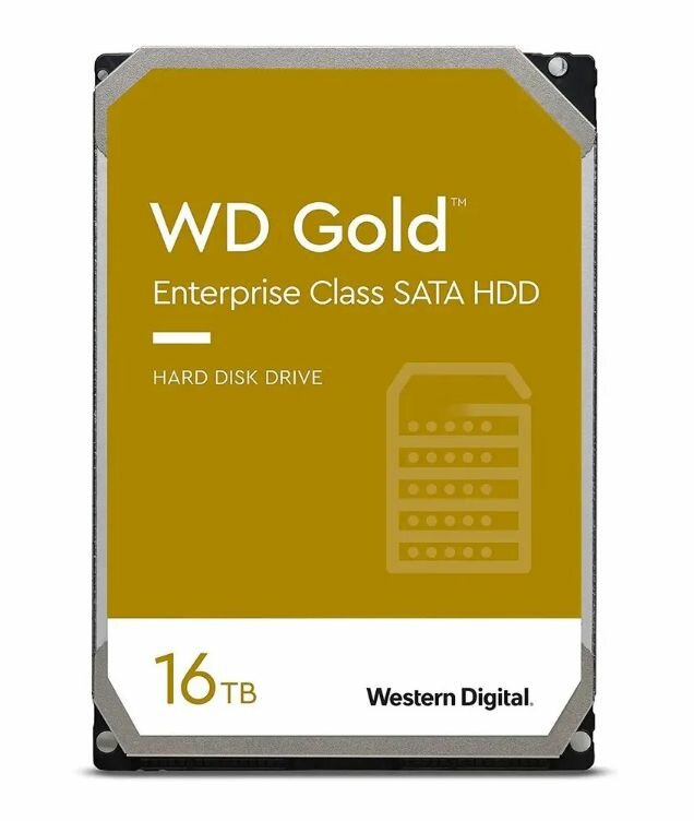 3.5" 16 ТБ Жесткий диск Western Digital Gold (WD161KRYZ) - SATA3 6.0 Гбит/с, 7200 об/мин, кэш памяти - 512 МБ