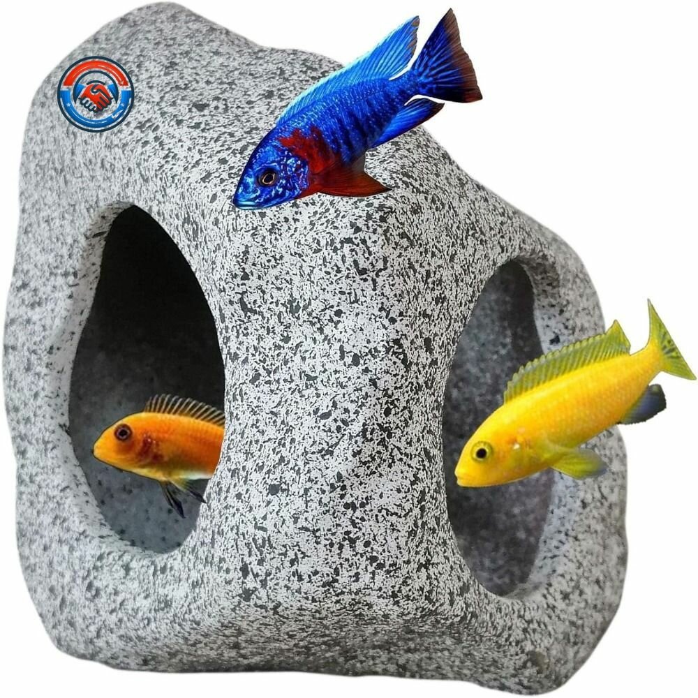 Керамическая пещера для аквариума и террариума, укрытие домик для разведения рыбок, декорация под камень, снижает стресс, легко моется, 8 см