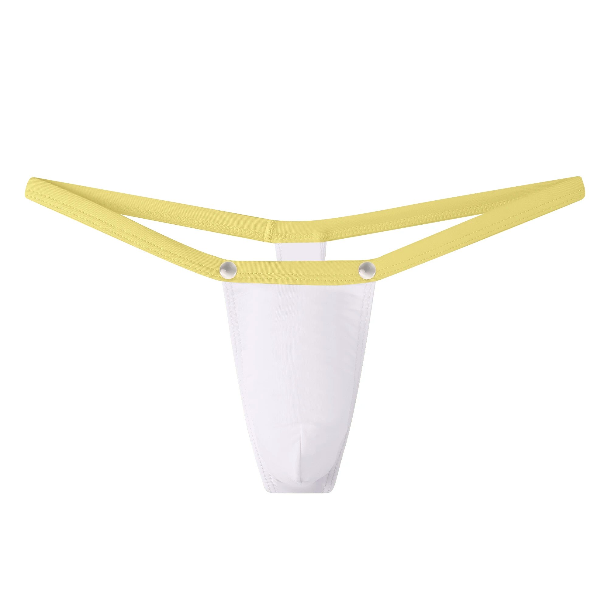 Мужские пикантные стринги U-выпуклая сумка с низкой талией, нижнее белье, ультратонкие прозрачные трусики-стринги из ледяного шелка, эластичные трусики с Т-образной спинкой Светло-желтый, XL, белый