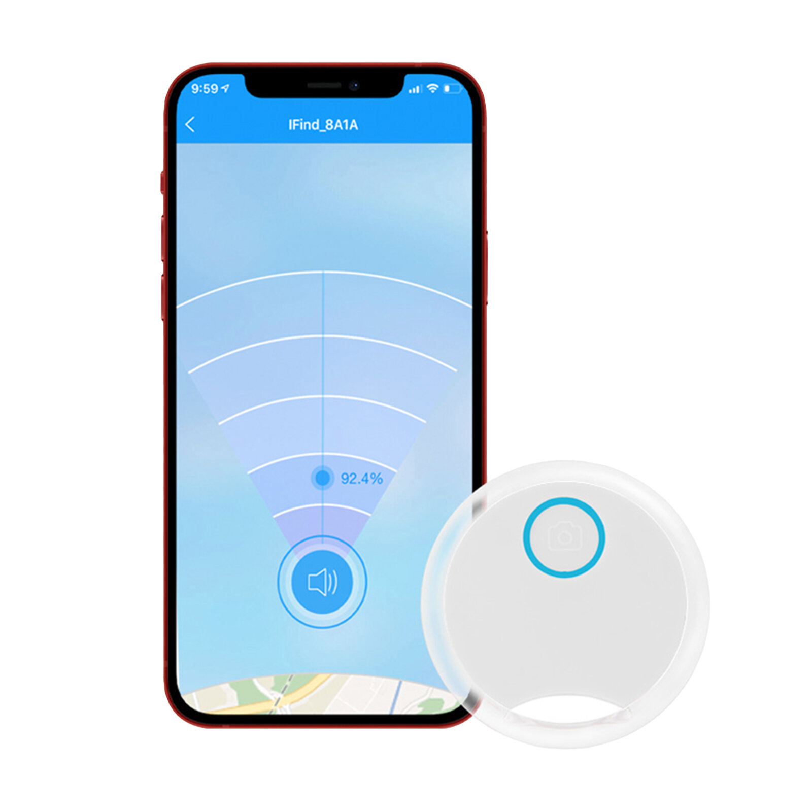 Wireless GPS Tracker for Pets Keys Bags Wallets APP Control Item Locator Selfie Shutter Compatible with iOS/Android Phones, White