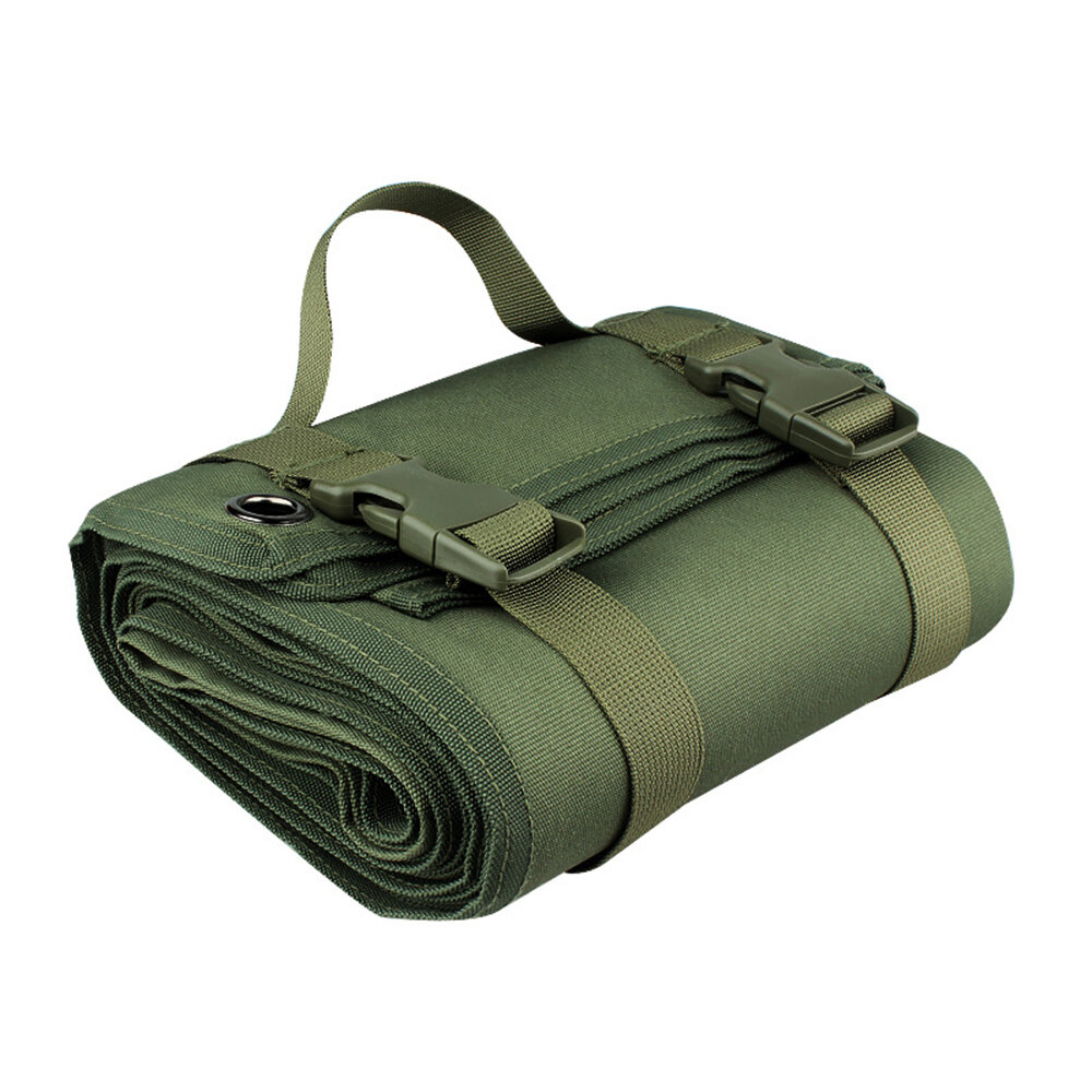 Коврик для открытой местности рулонный из нейлона с системой Molle для отдыха на открытом воздухе, кемпинга, тренировок, пикника, черный/зеленый/хаки/камуфляж один/камуфляж два, 900D нейлон, 200*75см, свернутый размер 22*16см, вес упаковки approx. 500г,