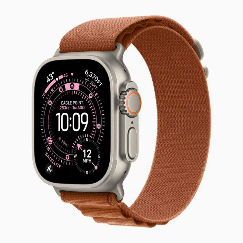 Часы Apple Watch Ultra 3 2025 49mm Natural Titanium Case With Terra Cotta Alpine Loop S, (Титан/Оранжевый)