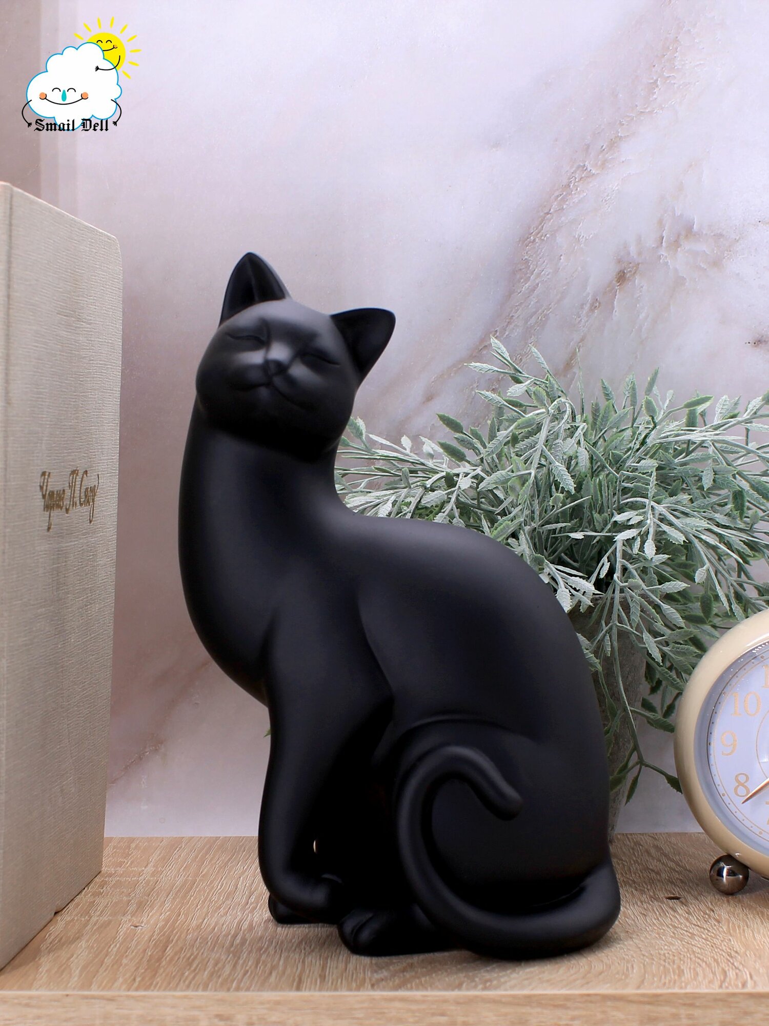 Статуэтка Кошка , 18,5 см, гипс, цвет черный матовый