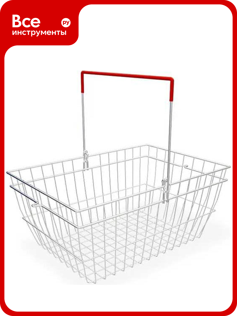 Корзина для торгового зала юнитрейд с одной ручкой, металлическая, цвет серый‑красный, прочный корпус, удобный доступ