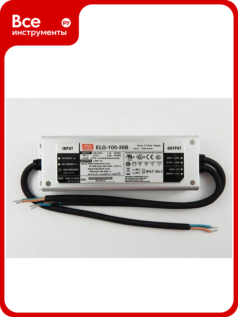 Блок питания Mean Well ELG-100-36B-3Y AC-DC, 95,8 Вт Т02600708