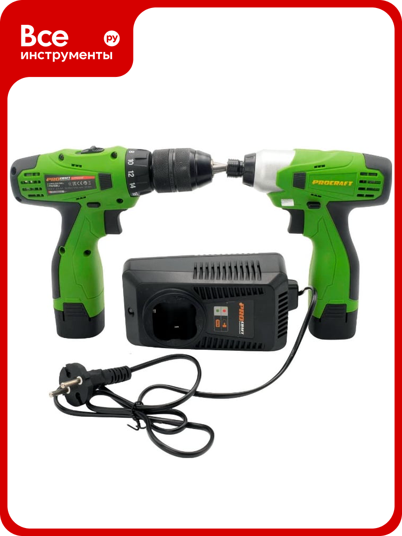 Набор аккумуляторного инструмента PROCRAFT Шуруповерт аккумуляторный PA168Li 16В 33Нм + Винтоверт аккумуляторный PA168IMP 16В 180Нм (2АКБ 2Ач+ЗУ) PA168SET PA168SET IND