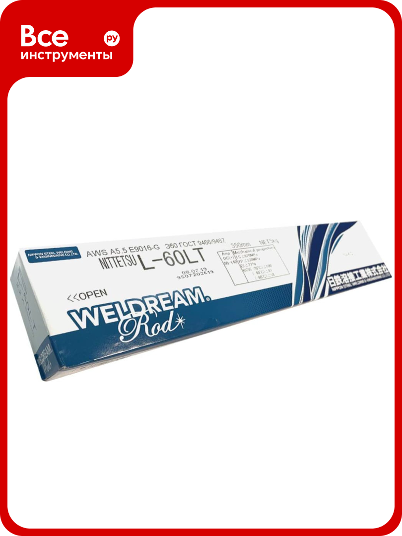 Электроды сварочные L-60LT 4 мм NITTETSU Ц0036225, электрод E60 для углеродистых сталей с основным покрытием
