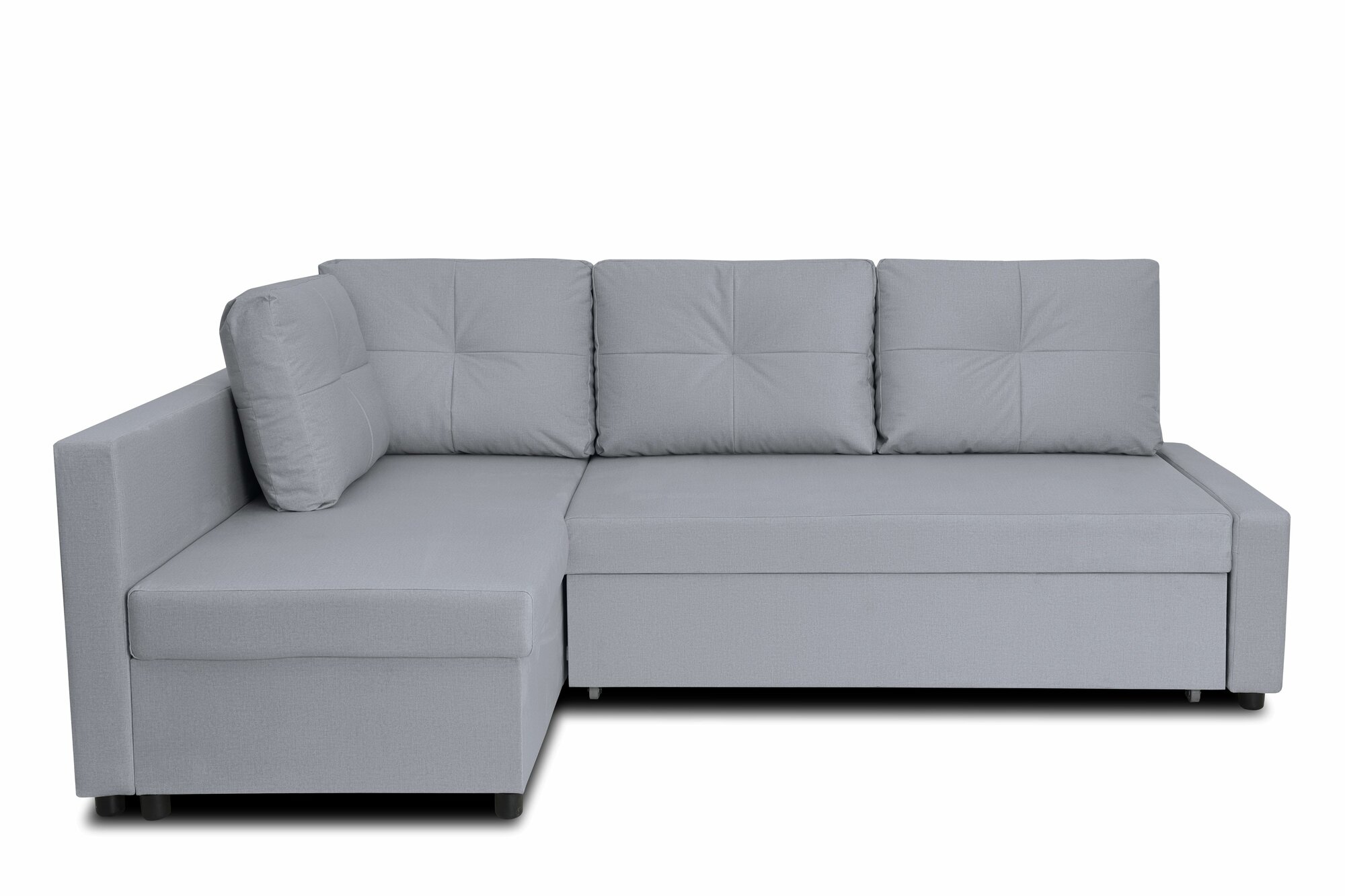 Диван кровать угловой раскладной Поло, велюр серый ALTAIR CLOUD , с ящиком для белья, раскладной, для дома и дачи Divan365