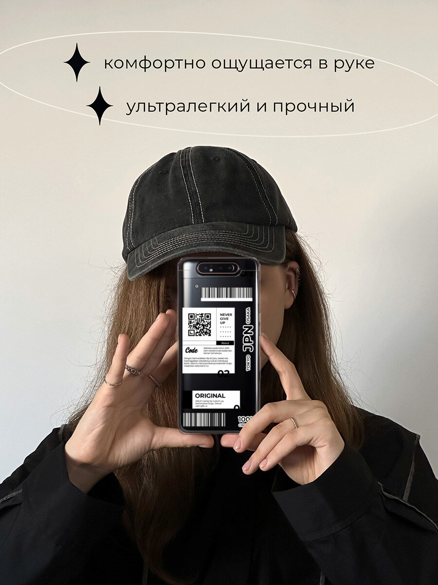 Чехол на Samsung Galaxy A80 / Самсунг Гэлакси A80 с принтом "JPN", прозрачный — фото 1