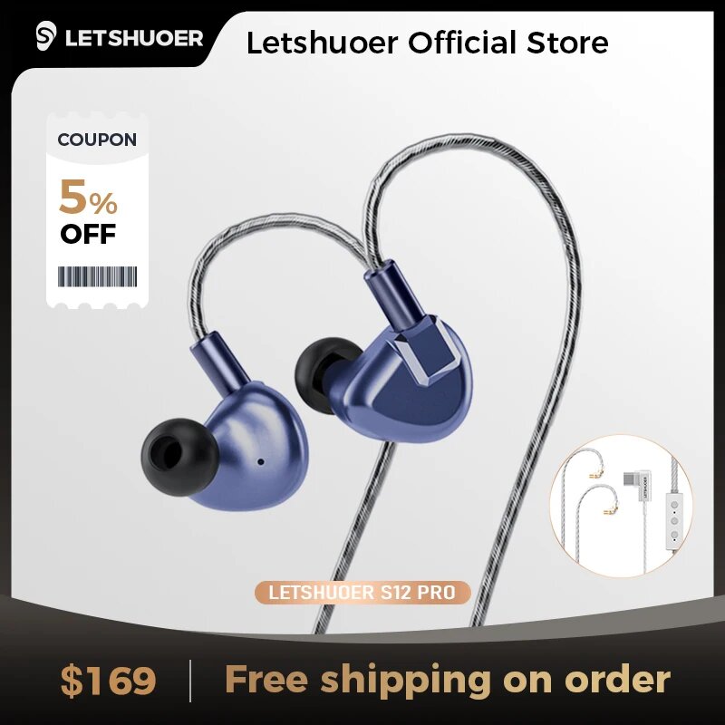 Letshuoer S12 PRO наушники, Цвет: S12PRO and LC01