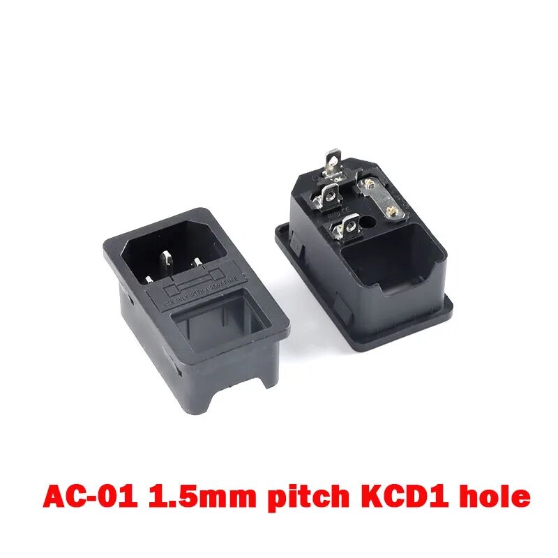 Розетка IEC320 C14, AC-01 1.5mm, черная
