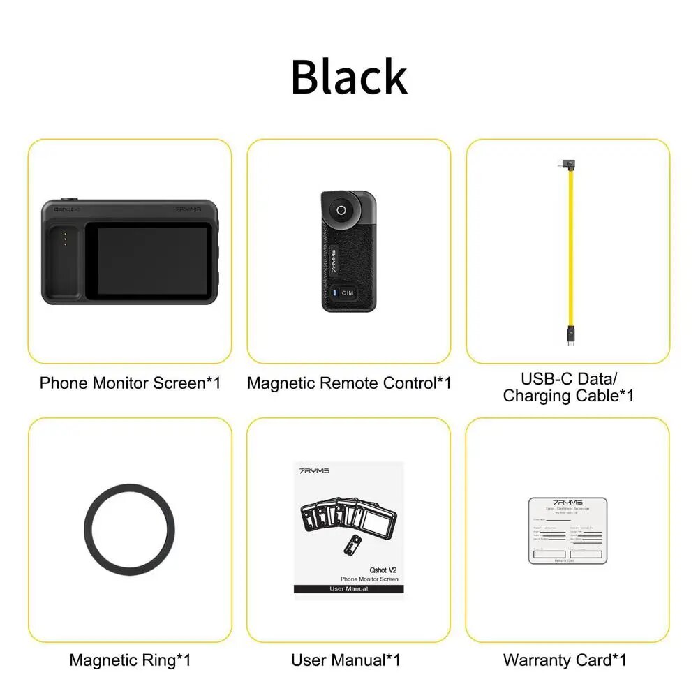 Shimbol 7RYMS Qshot V2/V2 Pro Монитор для селфи 3,1 дюйма Черный, V2 Wired Black