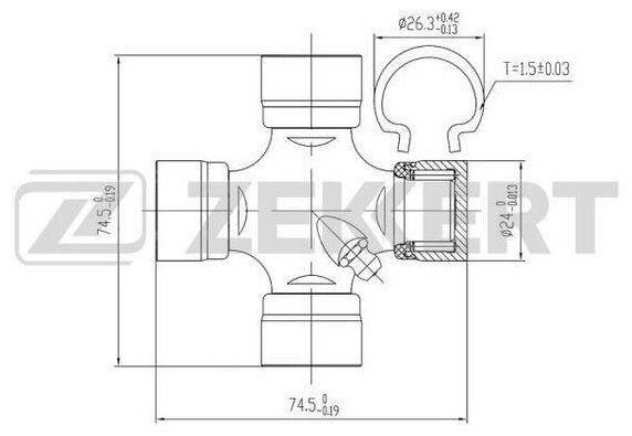 Крестовина карданного вала 24 00x74 50 / Chevrolet Captiva (C100 C140) 06- Opel Antara 06- Zekkert арт. kg-1029