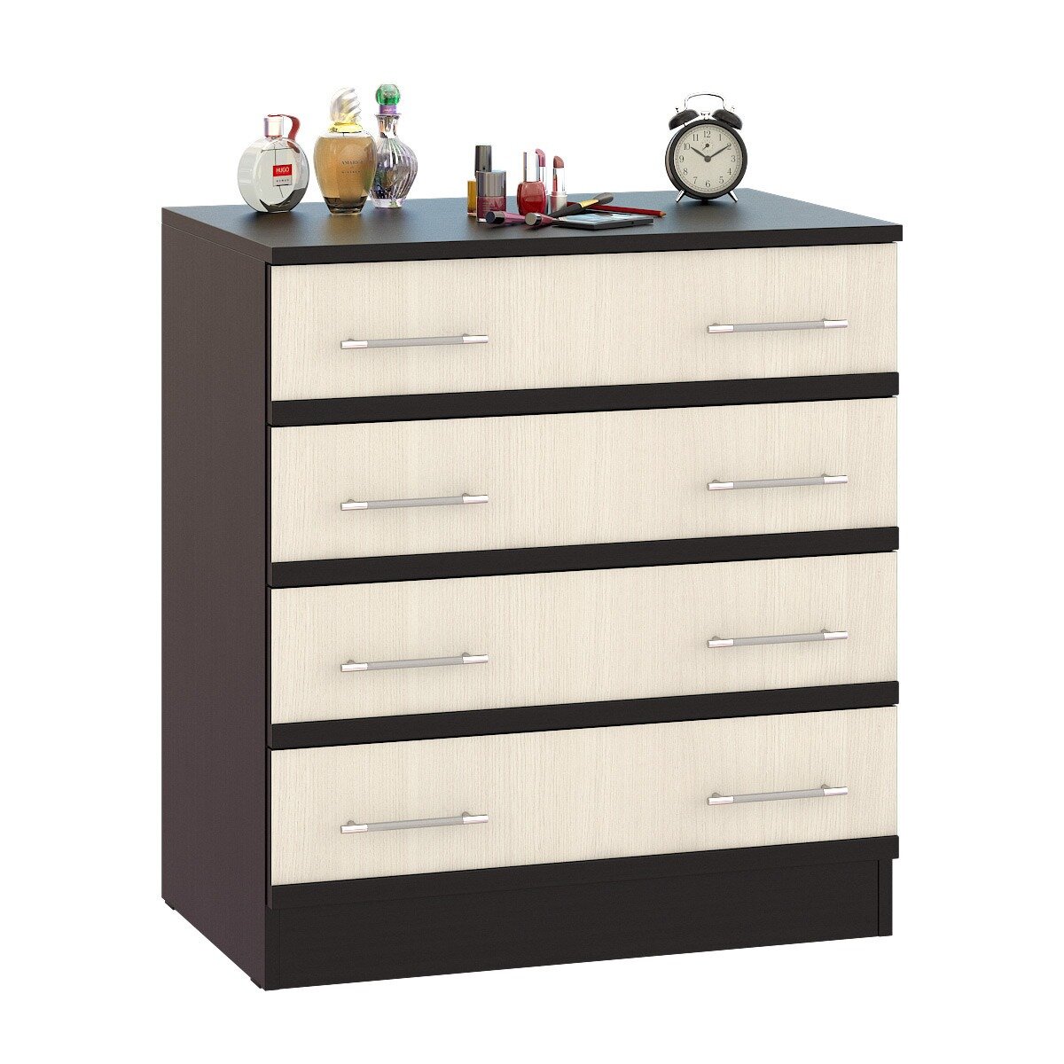 Комод для одежды и вещей с ящиками, в спальню или прихожую, деревянный под телевизор 80см венге/дуб лоредо