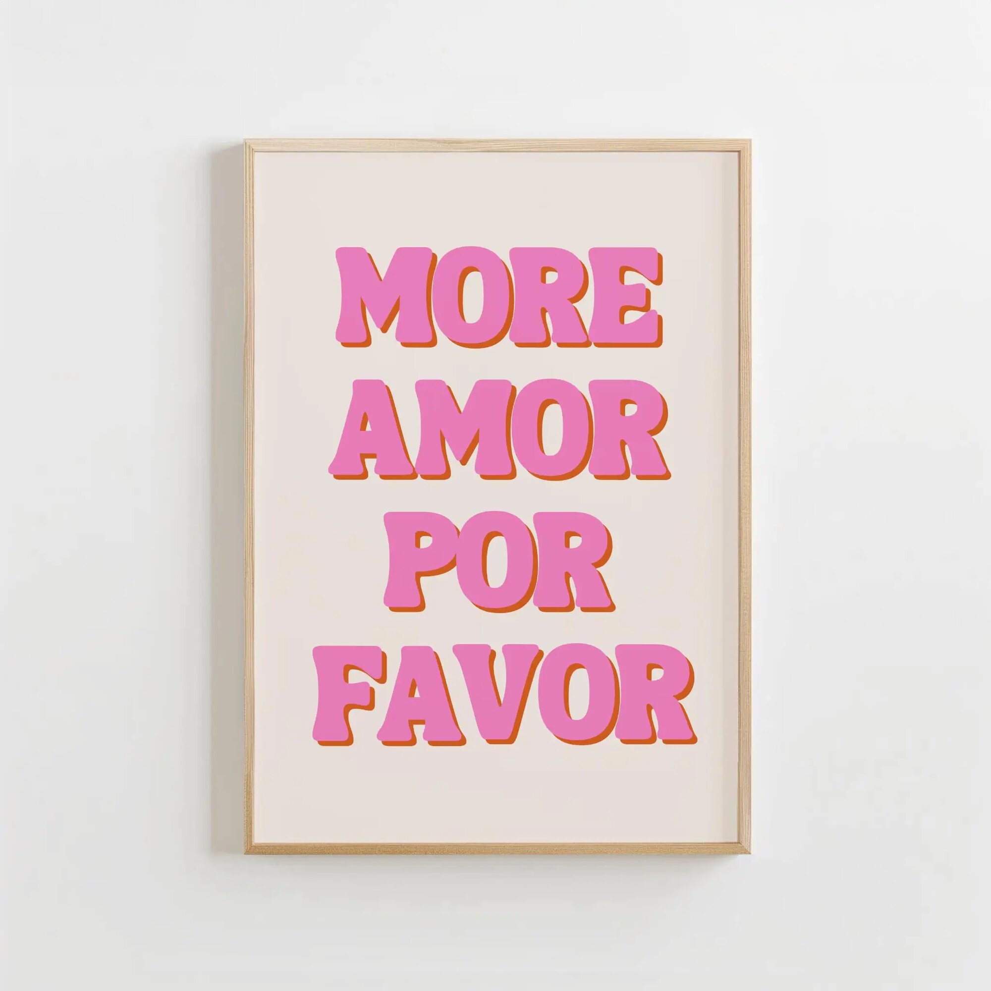 Розовая картина "More Amor Por Favor" 30x40 см