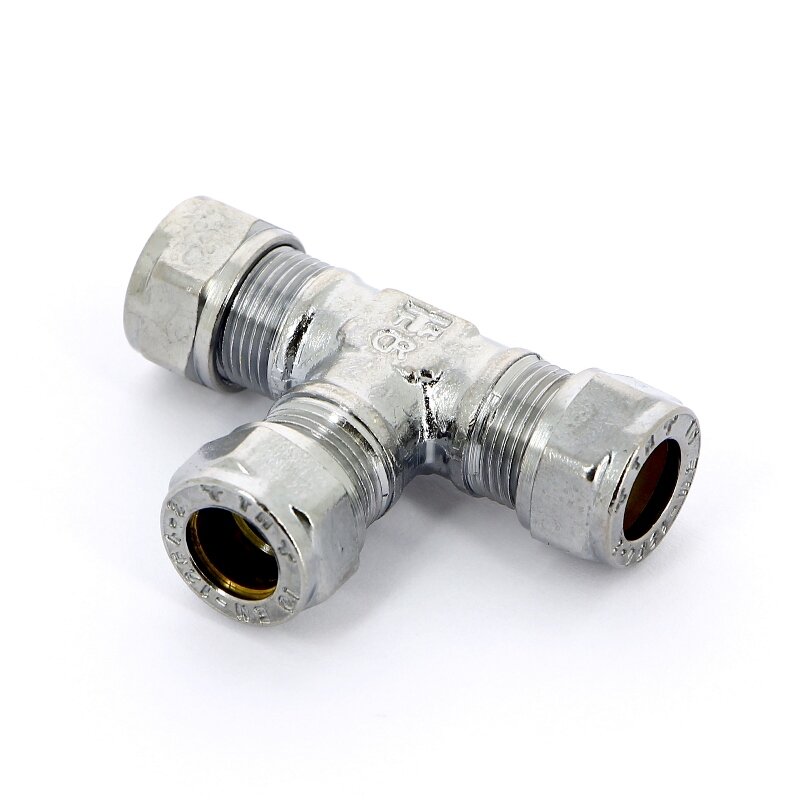 Тройник 10 х 10 х 10 обжим хром TIEMME