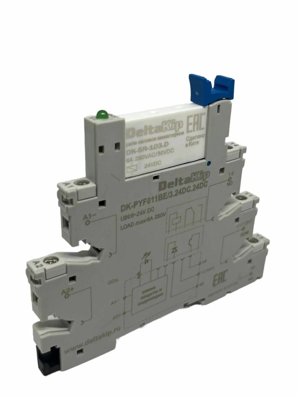 Монтажная колодка DK-PYF-011BE/3.24DC.24DC в сборе с промежуточным реле DK-SR-103. D (10 шт)