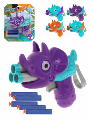 Бластер Динозавр, в комплекте: мягкие пули 5шт. (цвет в асс) Наша Игрушка 201140027