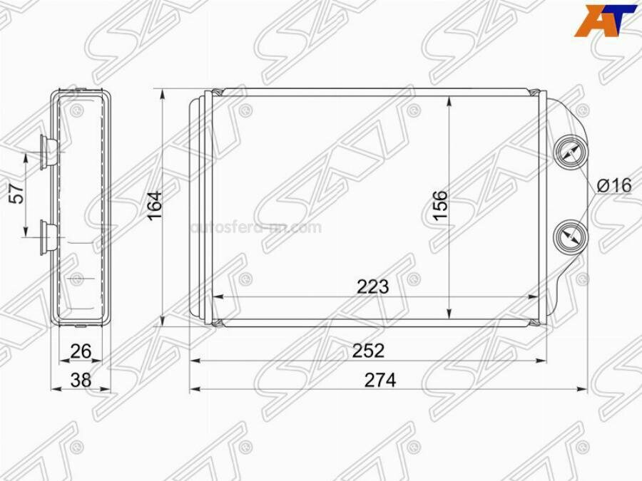 SAT STTY373950 Радиатор отопителя салона Toyota Camry (XV20) 96-02 / Camry UAE/USA 96-01