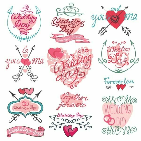 Наклейки стикеры с надписями " Свадебный день "