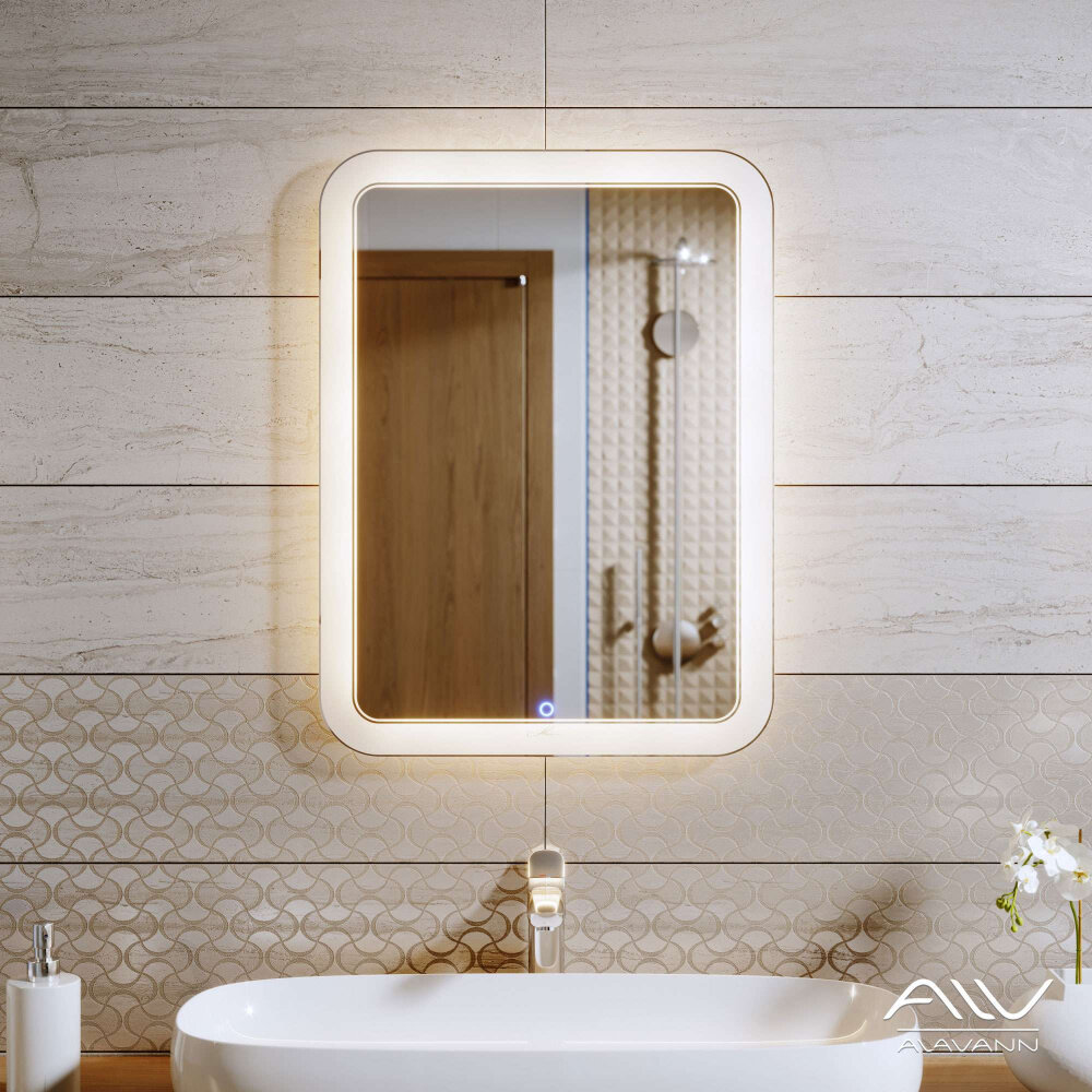 Зеркало Alavann Vanda Lux 70 см с подсветкой, прямоугольное, белый