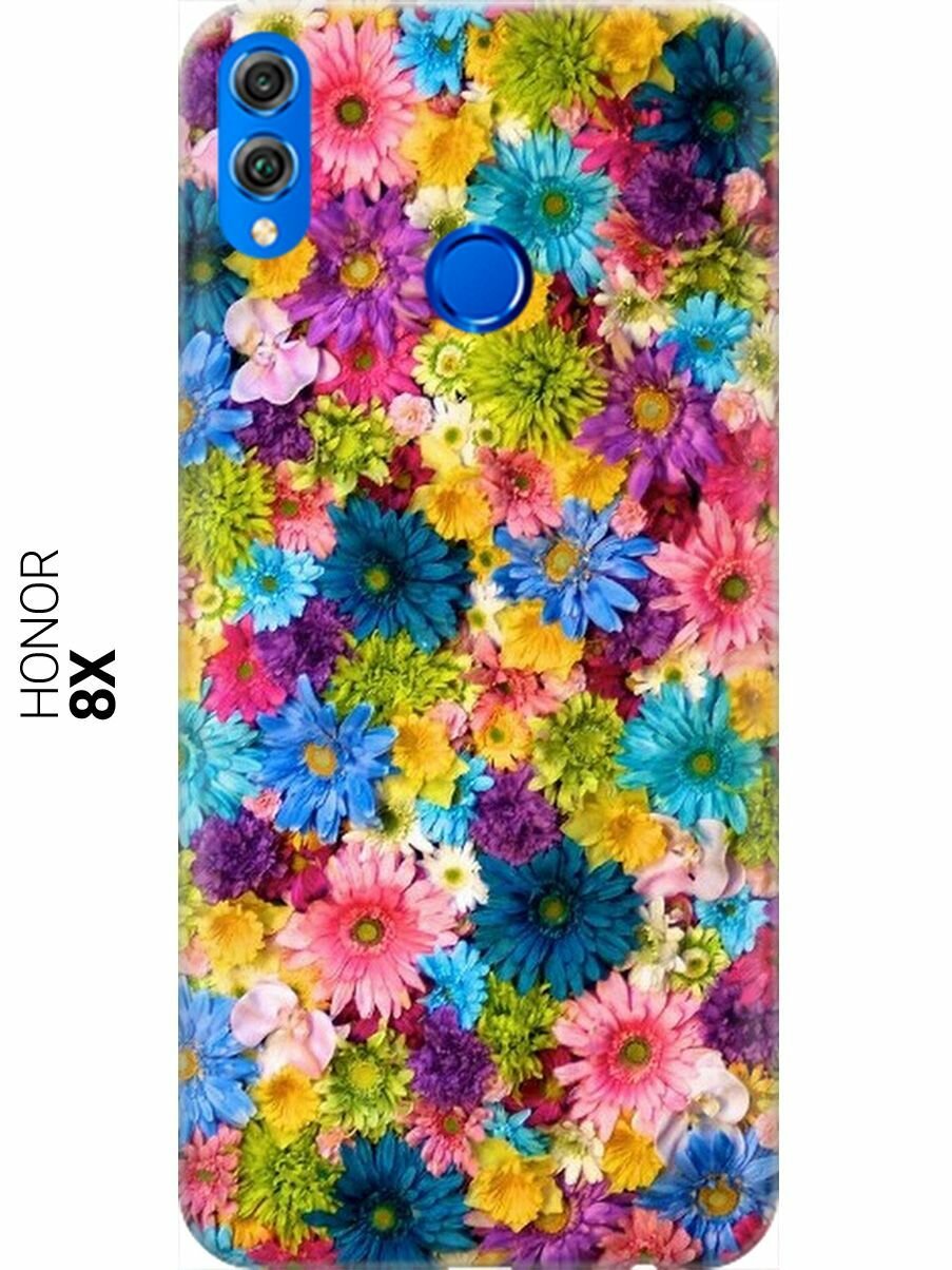 Силиконовый чехол на Honor 8X, Хонор 8Х с принтом "Поле разноцветных цветов"