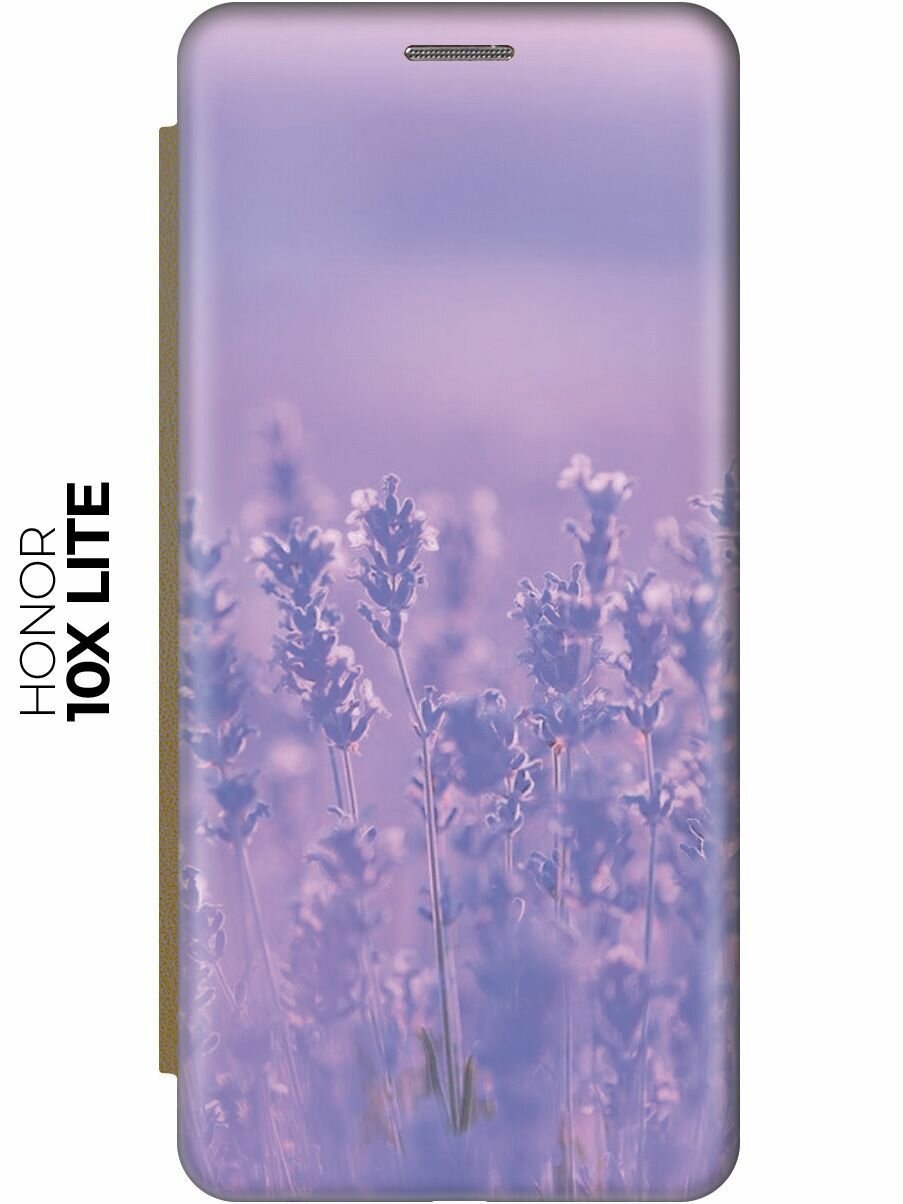 Чехол-книжка Лавандовые поля на Honor 10x Lite / Хонор 10Х Лайт золотой