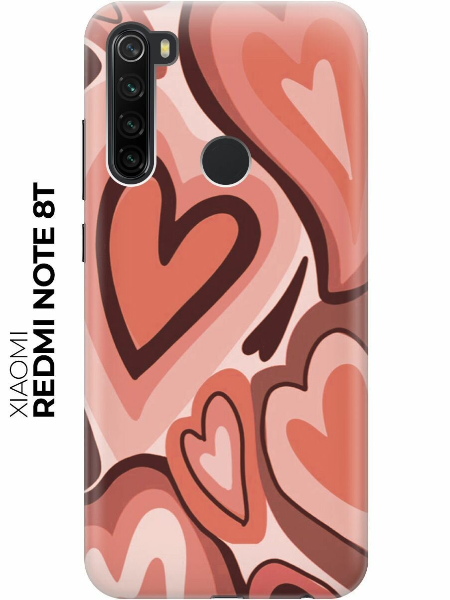 Силиконовый чехол Нарисованные сердечки на Xiaomi Redmi Note 8T / Сяоми Редми Ноут 8Т