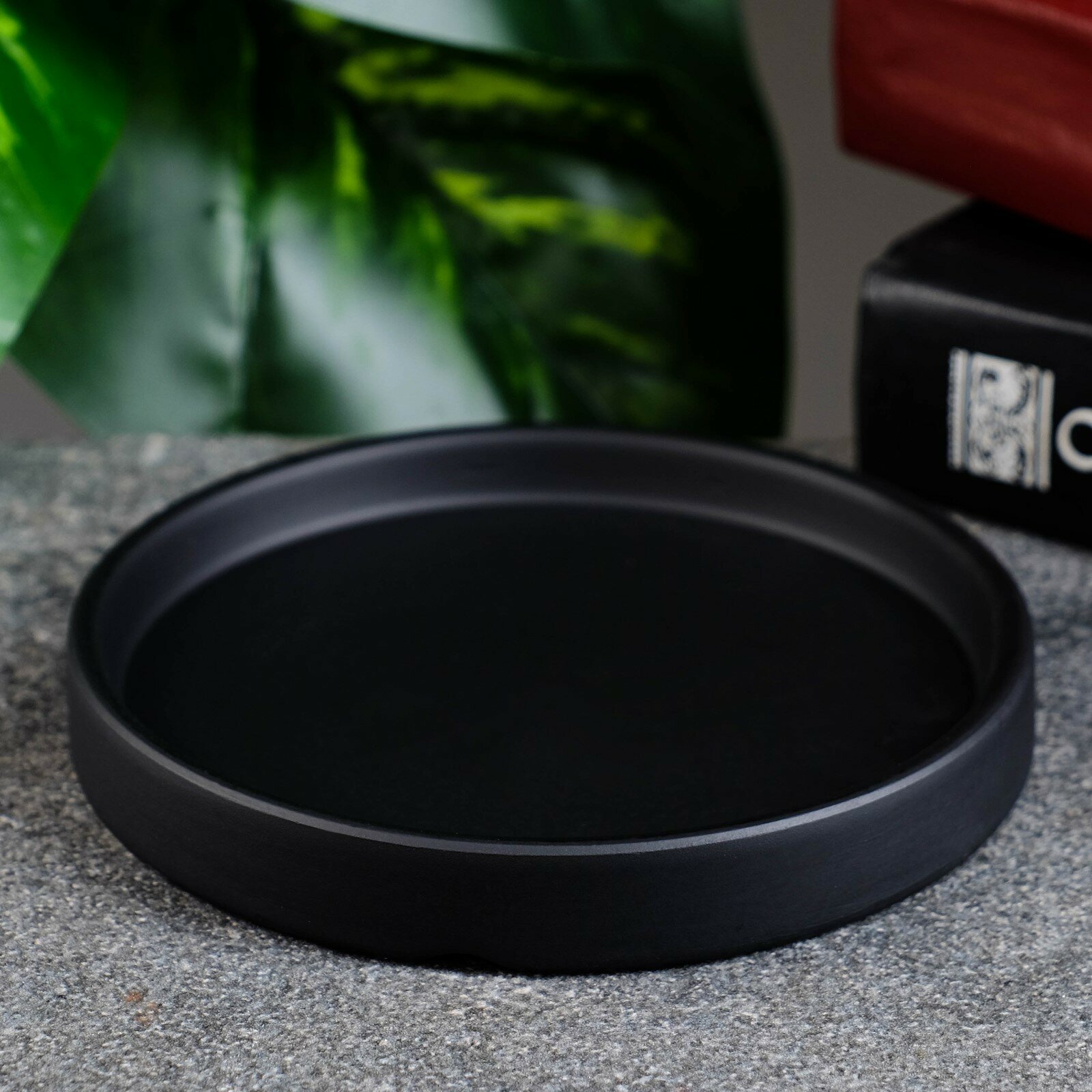 Поддон для цветочных горшков, до 10.5 см, d=12 см, керамический, чёрный