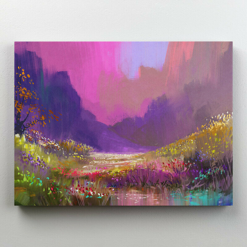 Интерьерная картина на холсте "Лавандовый пейзаж" размер 60x45 см