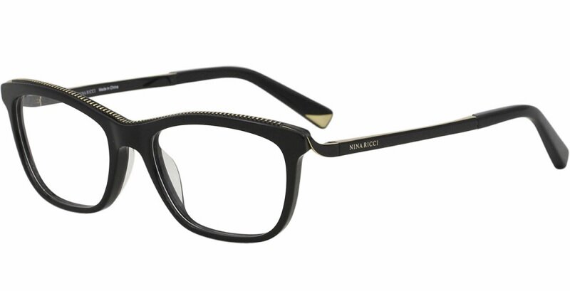 Оправа Nina Ricci VNR 081, овальная, черная, с флексами, салфетка и футляр в комплекте