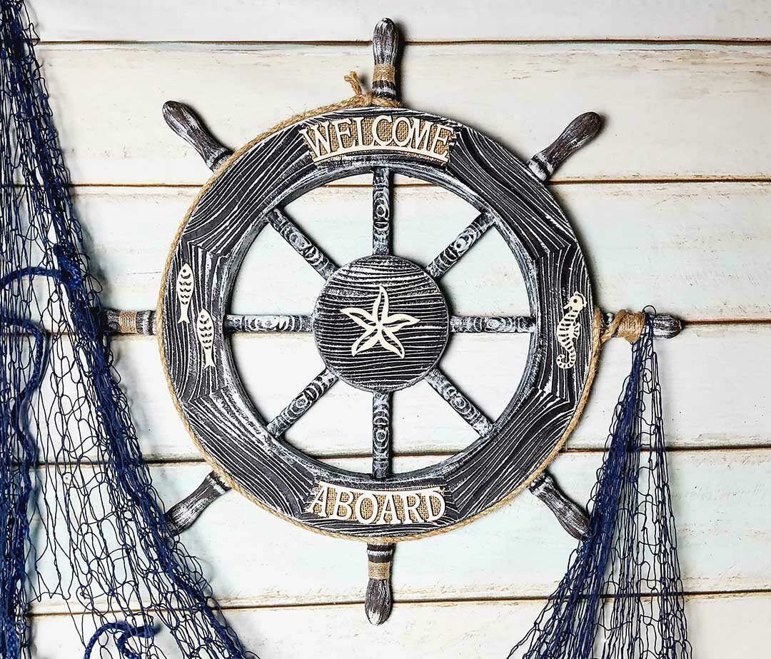Штурвал декор 62х62х5 см, дерево, OLD WOOD SEA STAR