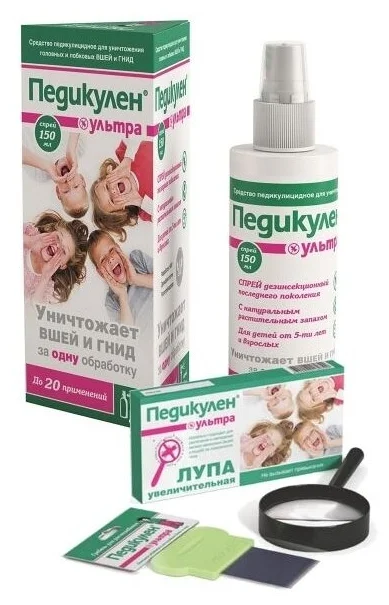 Педикулен Ультра набор спрей д/нар. прим. фл. +гребень+лупа, 150 мл