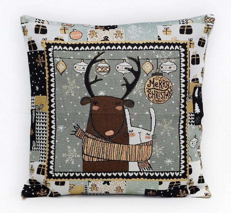 Наволочка Декоративная Гобеленовая 45х45 "Пэчворк Друзья"