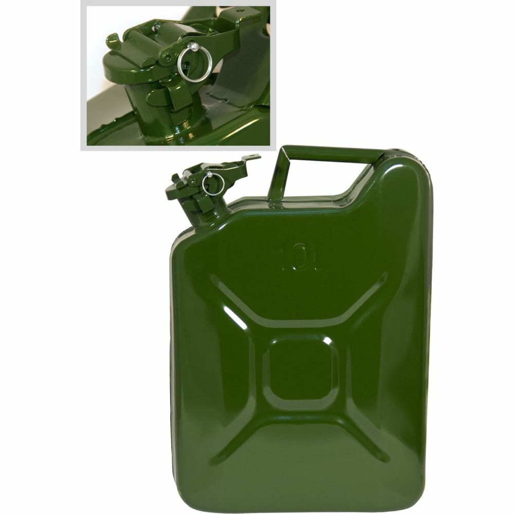 Канистра металлическая для бензина со стопорным шплинтом на крышке 10 л Nova Bright 38603, Нержавеющая сталь